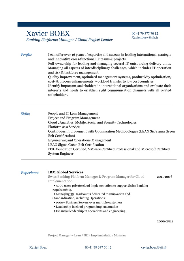 Xavier Boex Resume | PDF