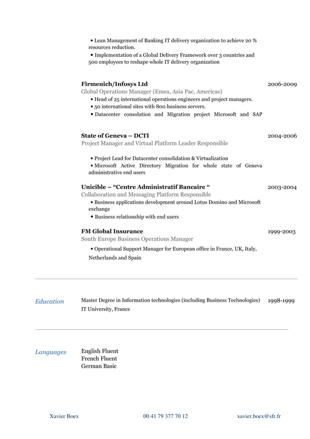 Xavier Boex Resume | PDF