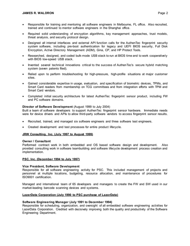 Jim Waldron Resume 2016 | DOCX