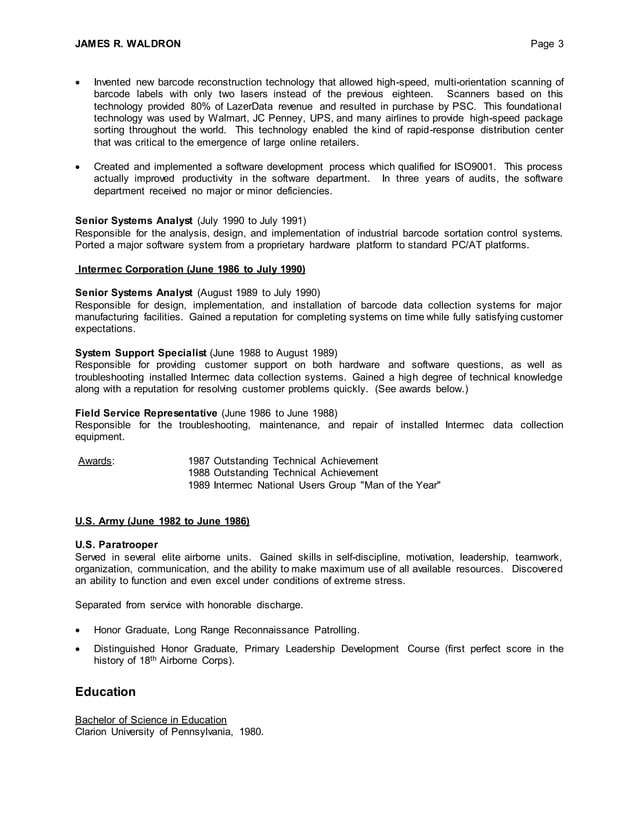 Jim Waldron Resume 2016 | DOCX