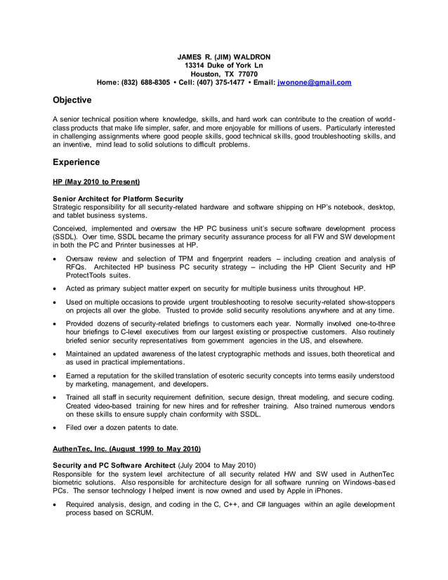 Jim Waldron Resume 2016 | PDF