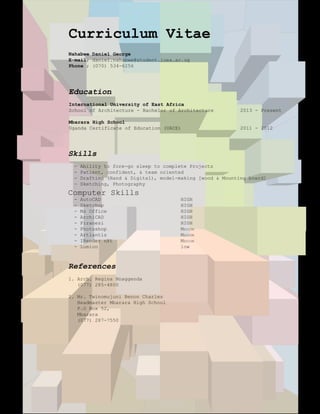CV & Portfolio_(Nahabwe Daniel George) | PDF