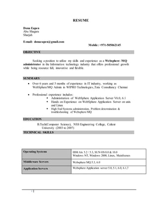 Resume_Dona Eapen | PDF