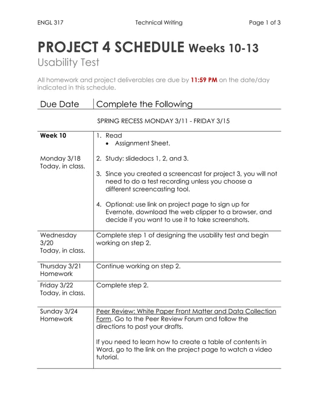 F2 f project4_schedule_engl317_spring2019 | PDF