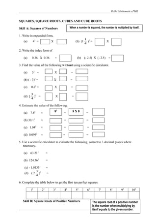 F2 t2 squares, square roots, cubes & cube roots | DOC
