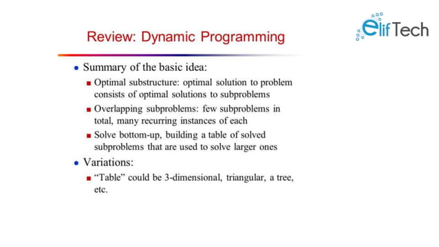 Dynamic programming - fundamentals review | PPT