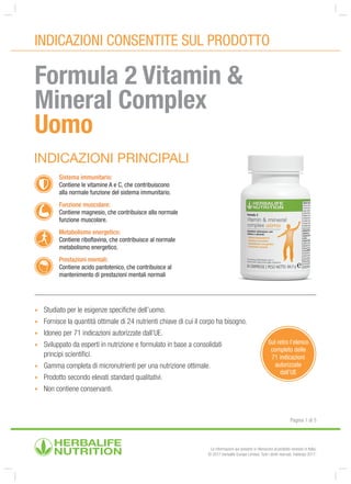 Nuovo formula 2 Herbalife Multivitaminico UOMO indicazioni prodotto | PDF