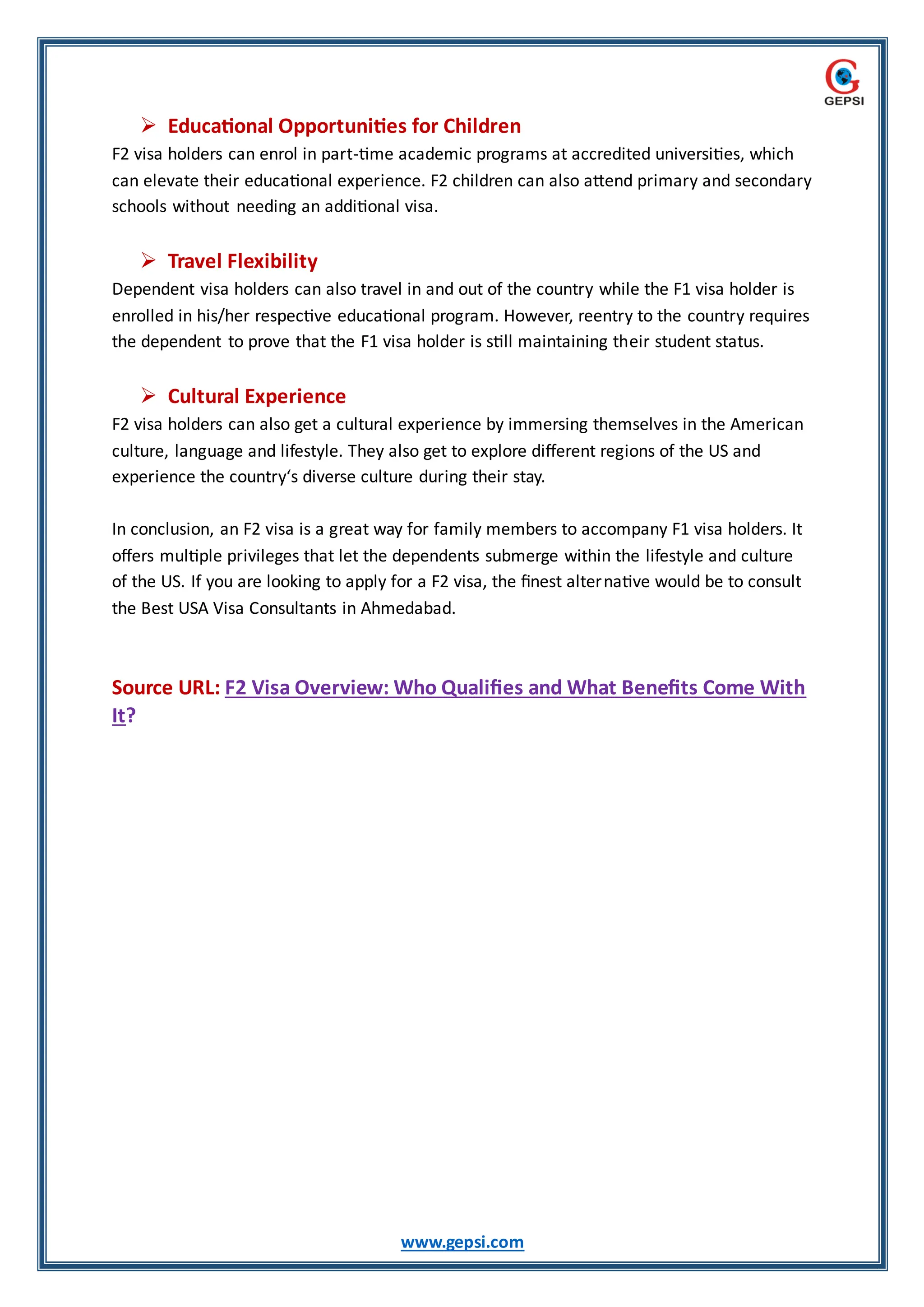 F2 Visa Overview Who Qualifies and What Benefits Come With It? | PDF