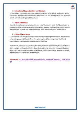 F2 Visa Overview Who Qualifies and What Benefits Come With It? | PDF