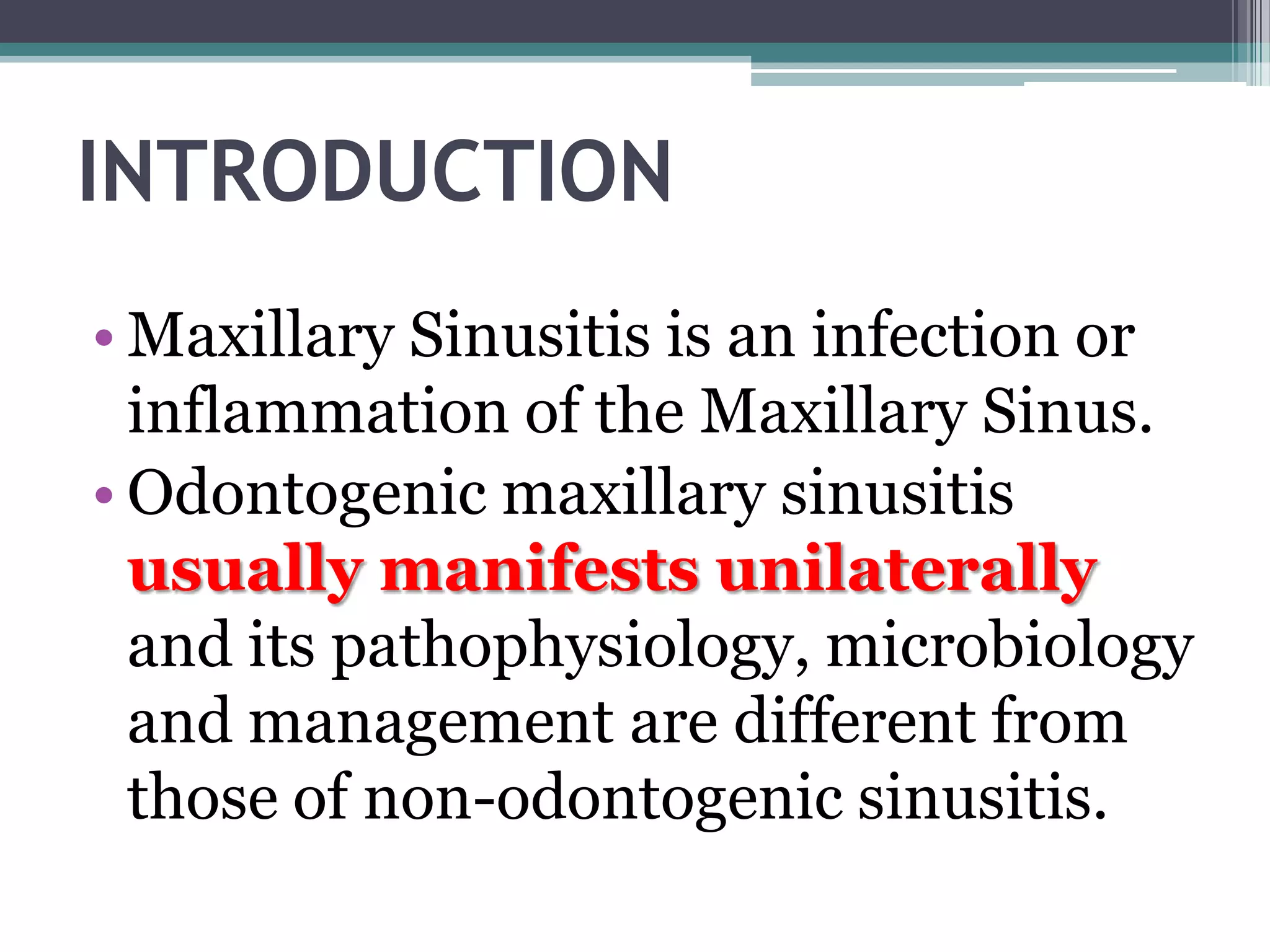 Maxillary Sinusitis - Odontogenic Origin | PPTX