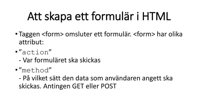 HTML - Tabeller och formulär | PPT