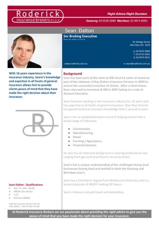 Sean Dalton A4 Bio | PDF