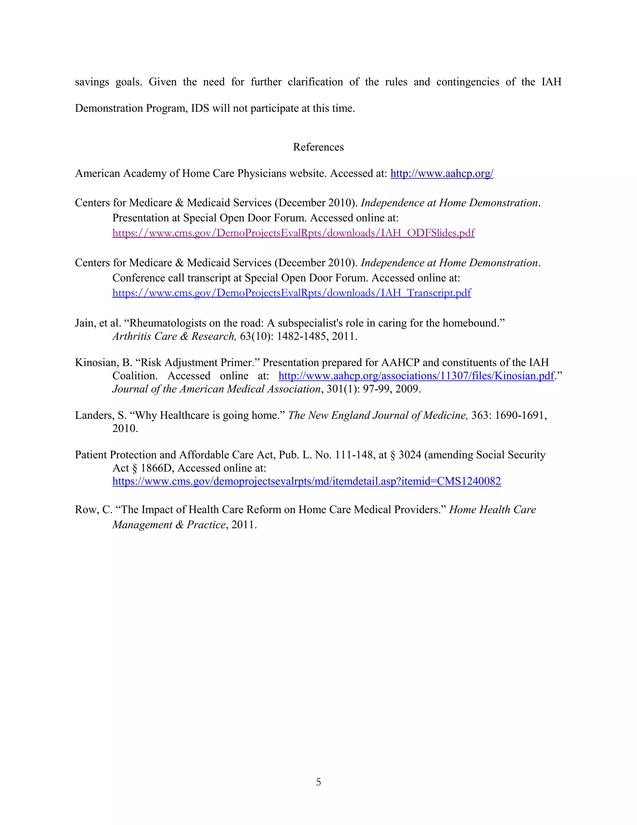 Independence at Home Demonstration Program Memo | PDF