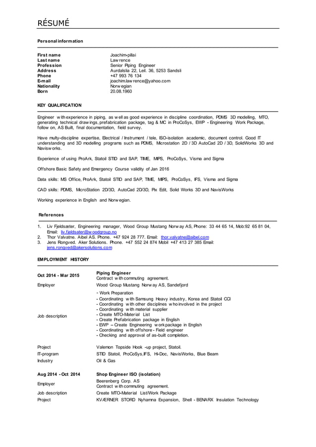 Lawrence CV på English 2 | DOCX | Business | Business and Finance