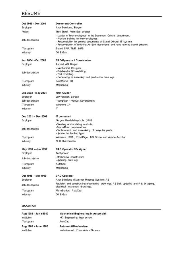 Lawrence CV på English 2 | DOCX | Business | Business and Finance