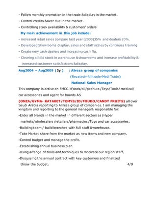 2016 CV UPDATE | DOCX | Sales | Business