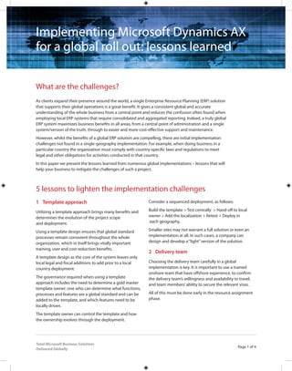 Implementing Microsoft Dynamics AX for a global roll out V3 PQ | PDF