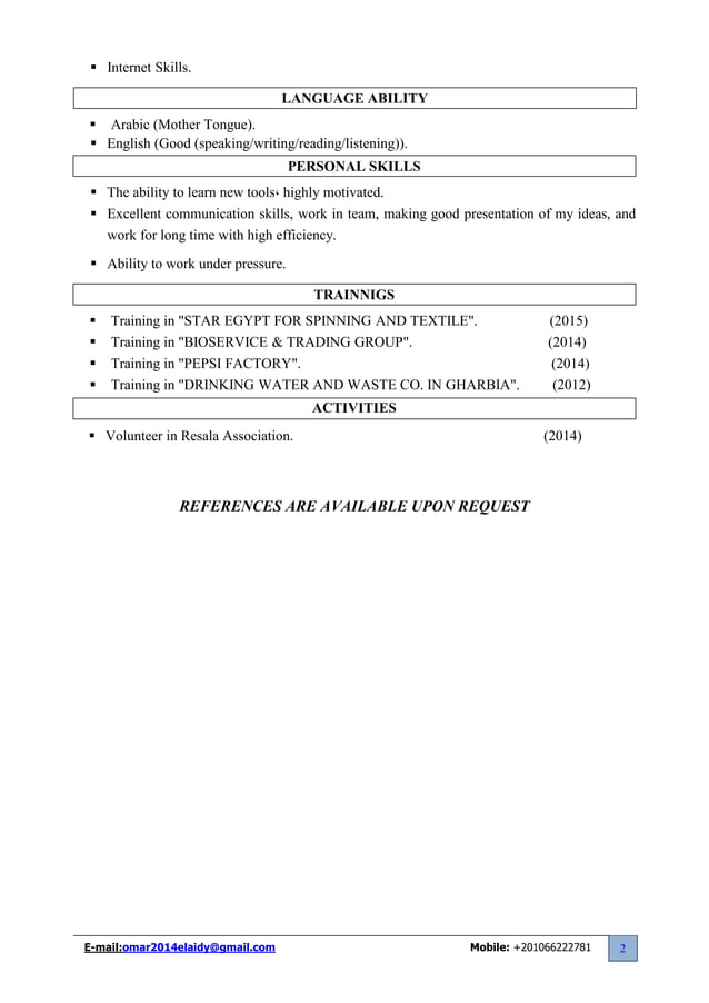 My C.V (Omar El-Aidy) | PDF