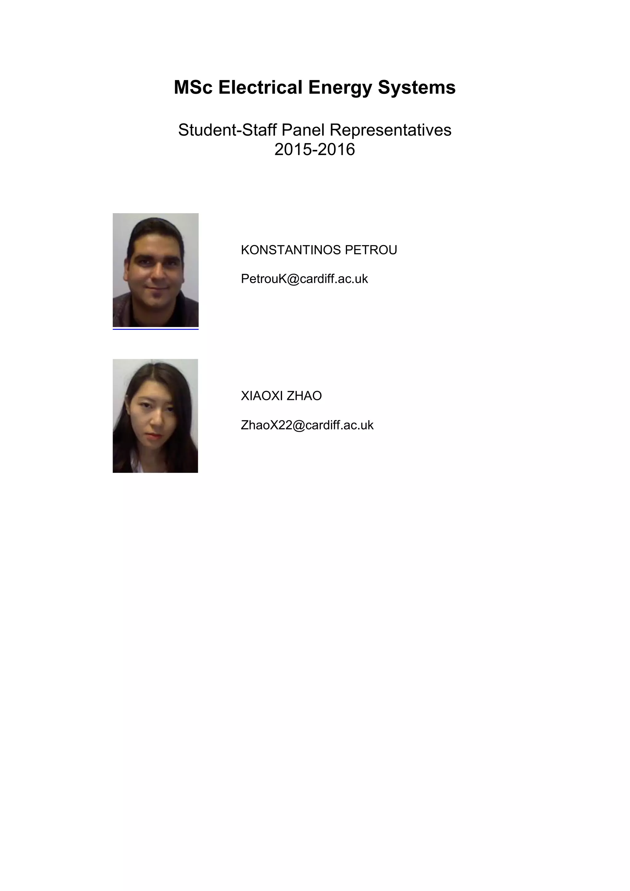 MSc Electrical Energy Systems Student Reps 2015-16 | PDF