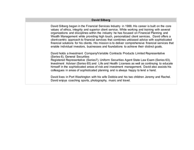 David Silberg Bio | PPT