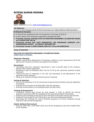RESUME RITESH MISHRA | PDF