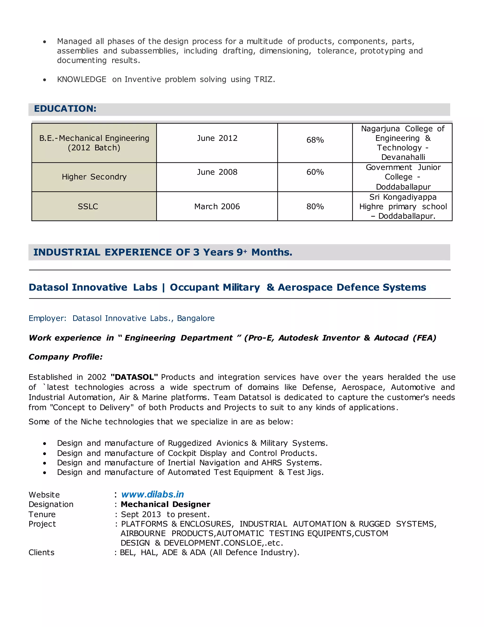 BHASKAR-CV | DOCX | Civil Engineering Industry | Industries