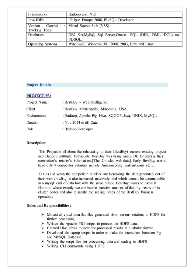 Bharath Hadoop Resume | PDF