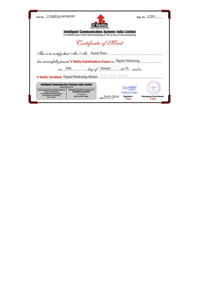 Vskills Certificate | PDF