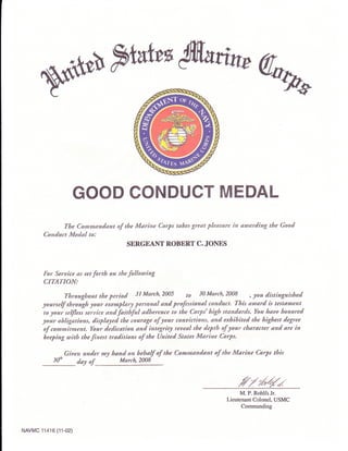 Good Conduct Medal | PDF