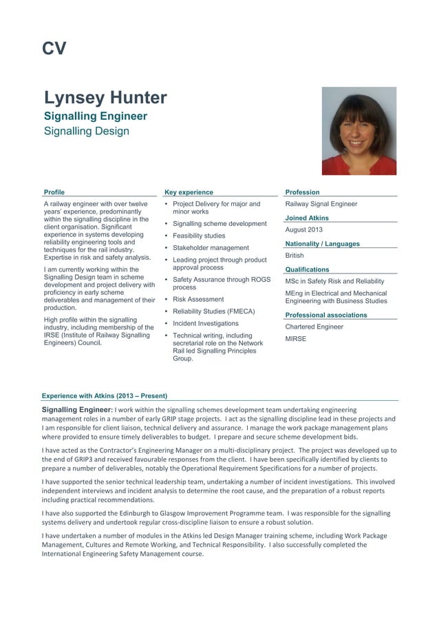 Atkins CV L Hunter Update April 2015 | PDF