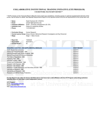 Social and Behavioral Research Investigators and Key Personnel Course ...