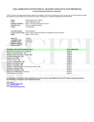 Social and Behavioral Research Investigators and Key Personnel Course ...