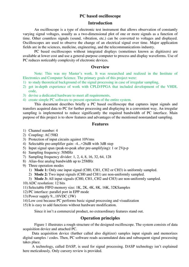 PC based oscilloscope | PDF