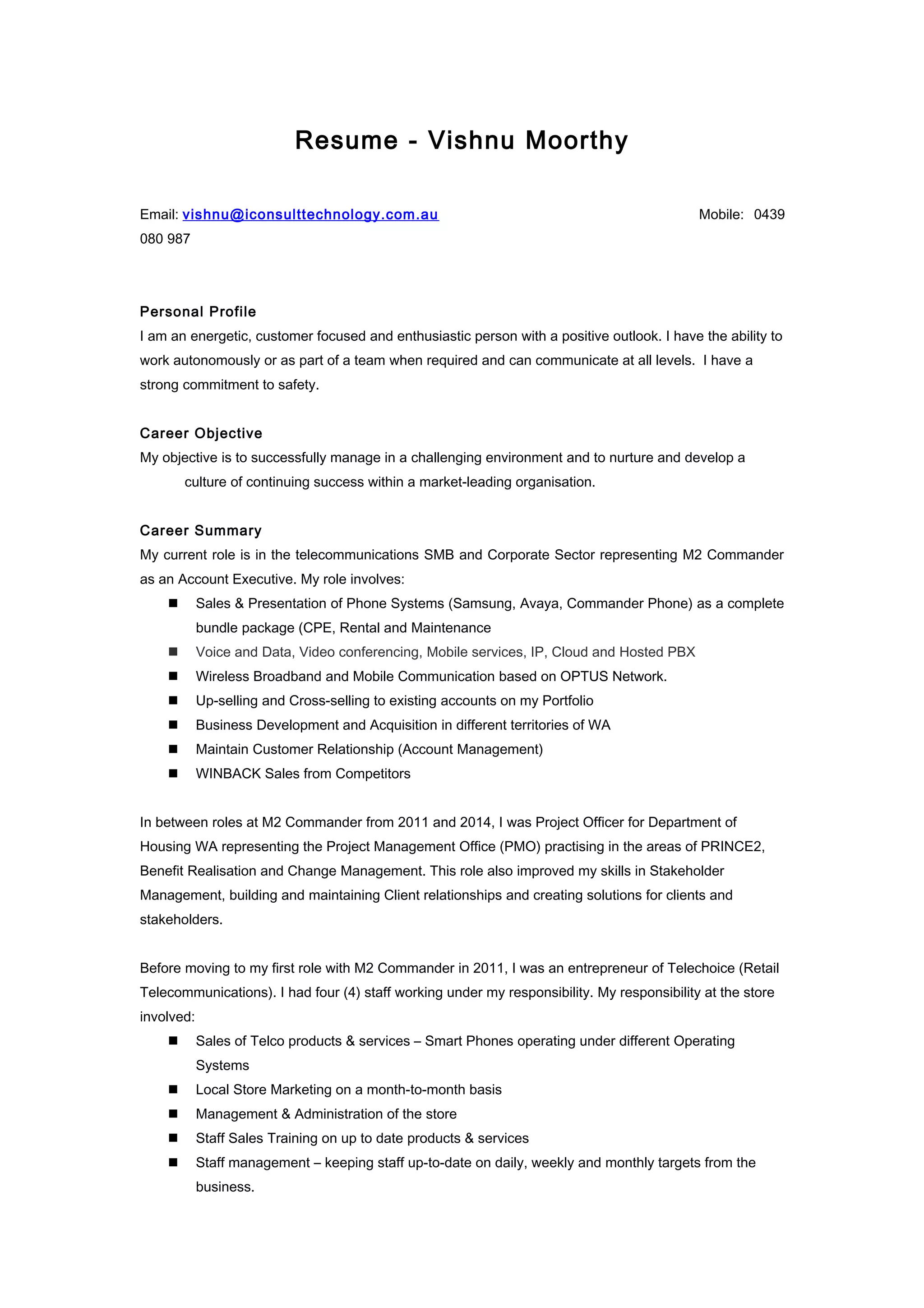 Resume_KPI_VM | DOC | Sales | Business