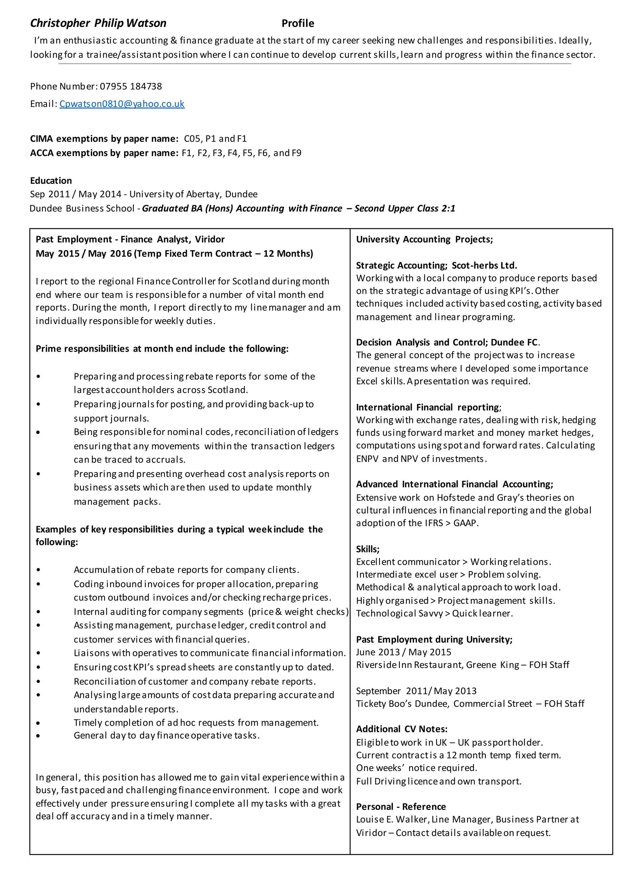 CV - CPWatson | DOCX