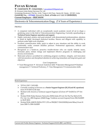 Resume_Pavan | DOC | Telecommunications Industry | Industries