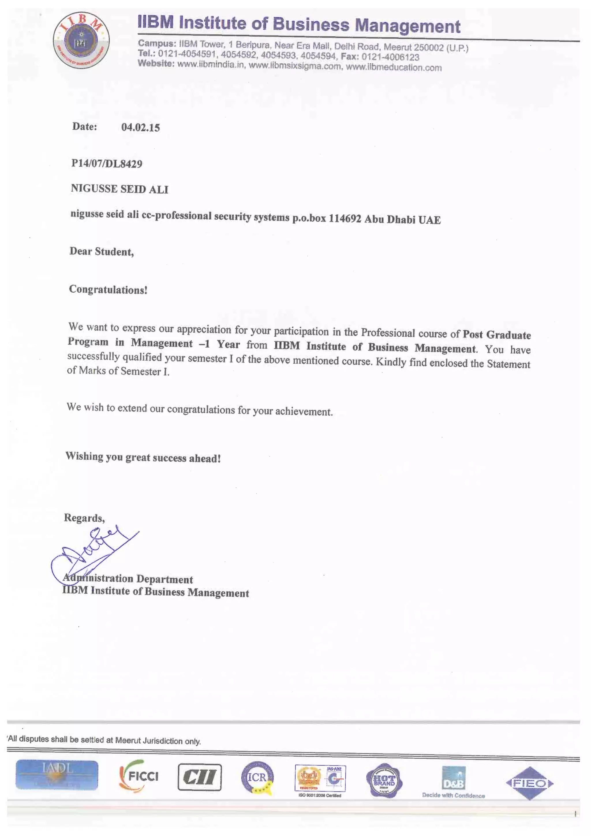 MBA- MARK SHEET 1 | PDF