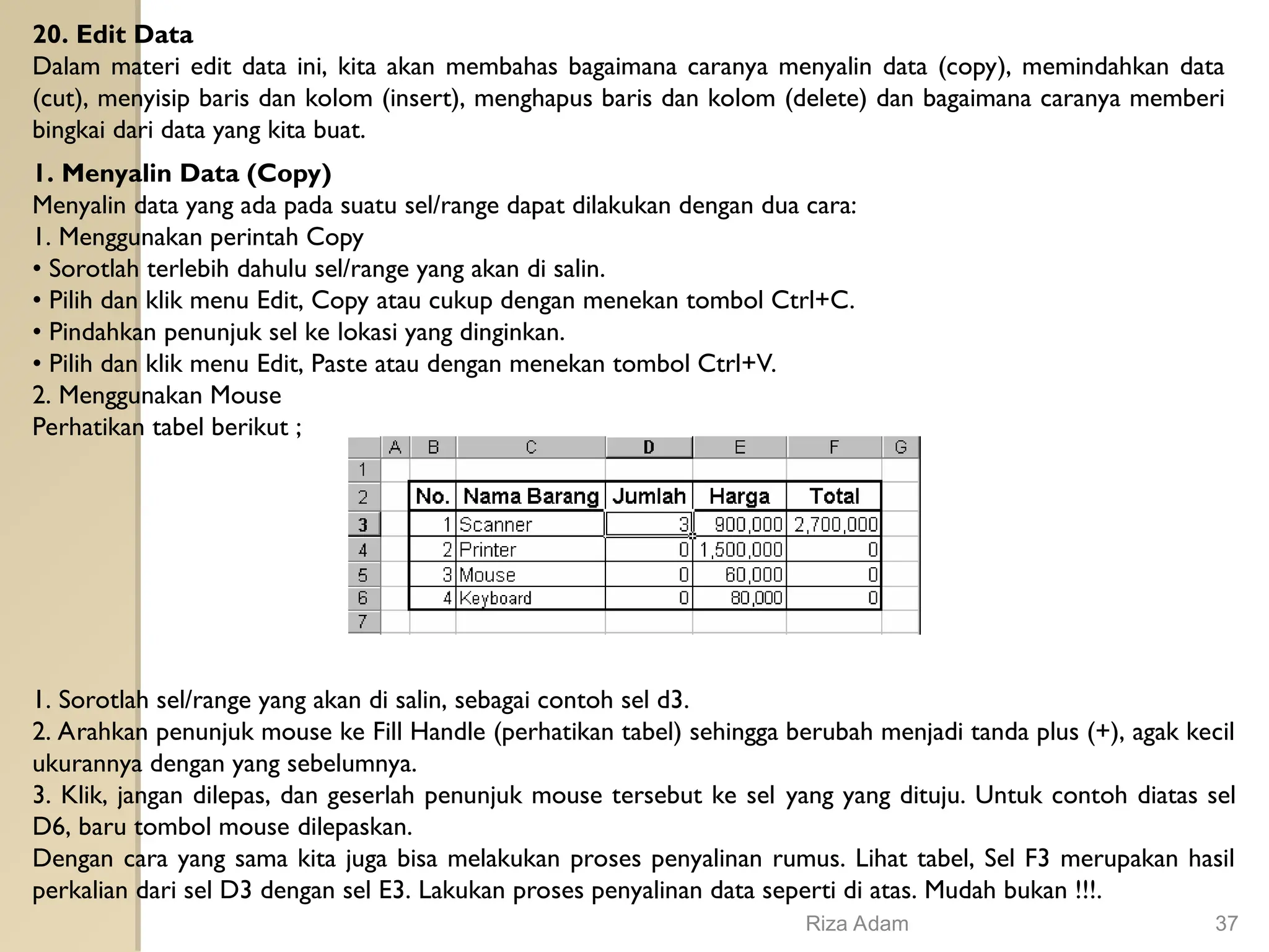 materi informatika kelas x kurikulum merdekams excel | PPT