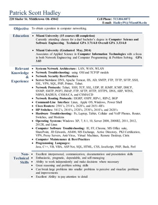 Network Resume (2017) | DOCX | Internet | Computing