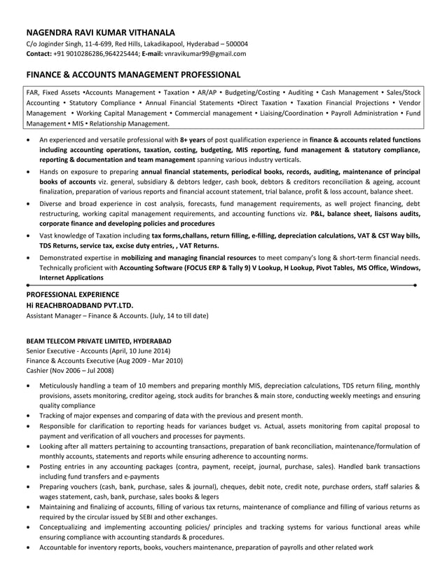 Ravi Kumar - Resume updated on 01.02.2015 | Credit Cards | Personal Debt