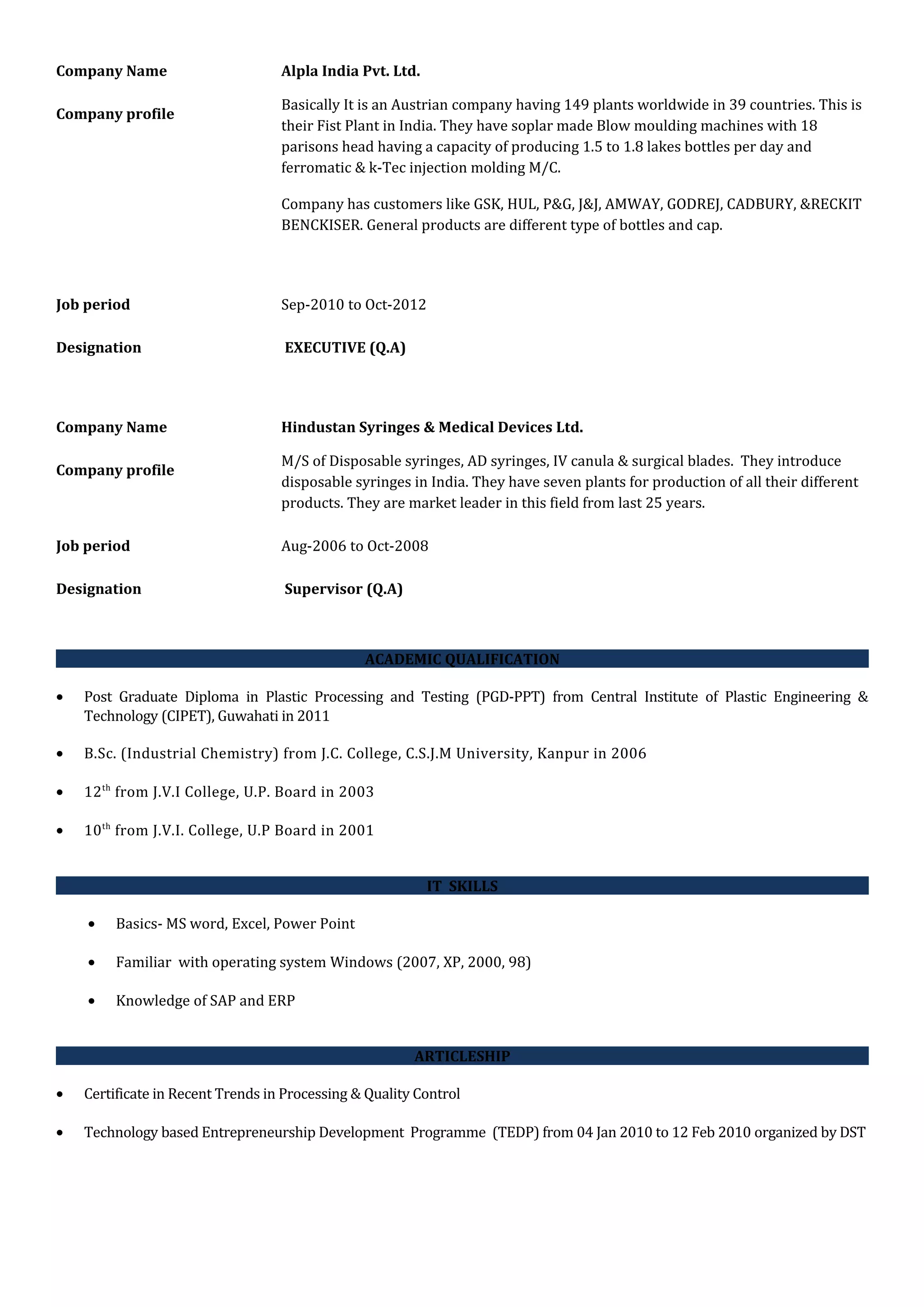 updated resume Punit | PDF