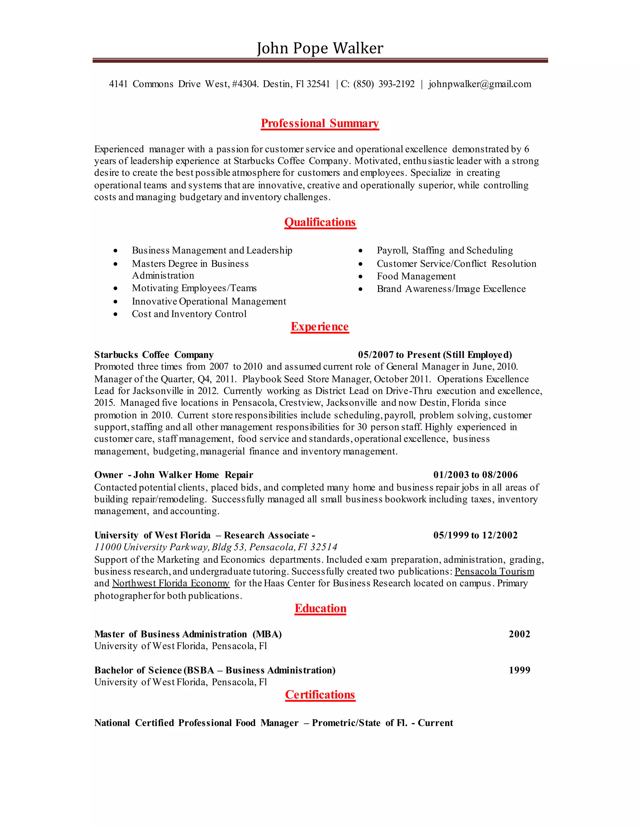 walker_john_resume_MAIN | DOCX | Business Administration | Business