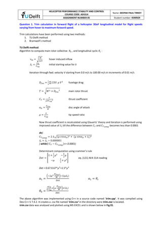 3DoF Helicopter Trim , Deceleration manouver simulation, Stability | PDF