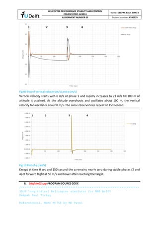 3DoF Helicopter Trim , Deceleration manouver simulation, Stability | PDF