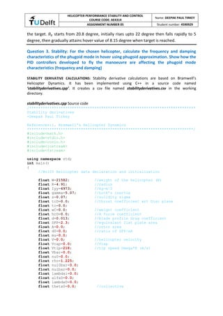 3DoF Helicopter Trim , Deceleration manouver simulation, Stability | PDF