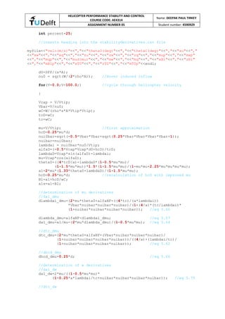 3DoF Helicopter Trim , Deceleration manouver simulation, Stability | PDF