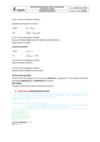 3DoF Helicopter Trim , Deceleration manouver simulation, Stability | PDF