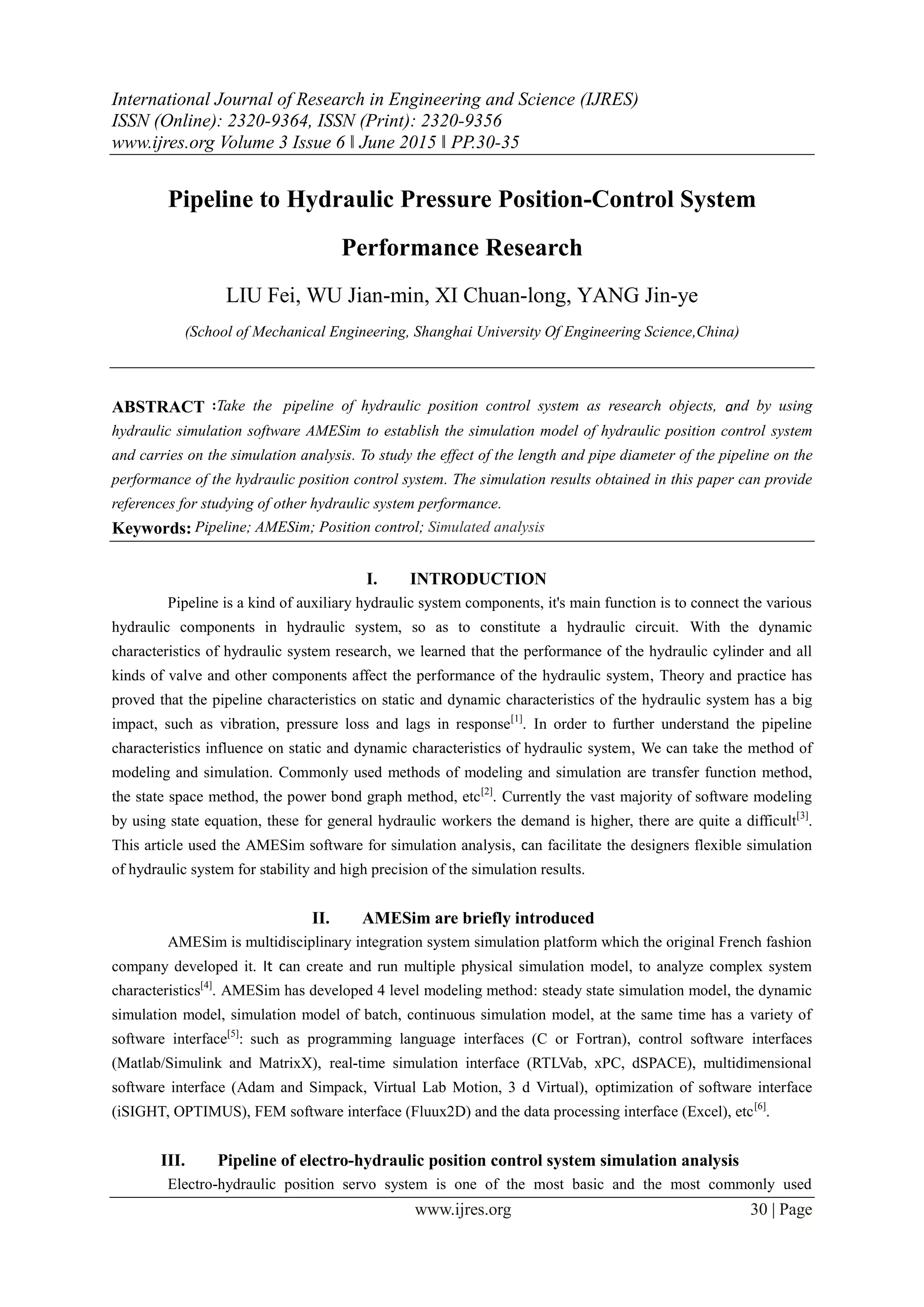 Pipeline to Hydraulic Pressure Position-Control System Performance ...