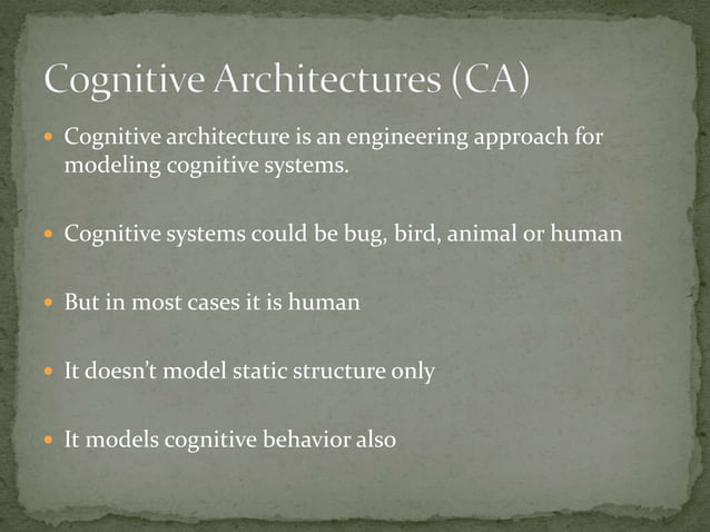 Cognitive Architectures - Research Circle | PPT