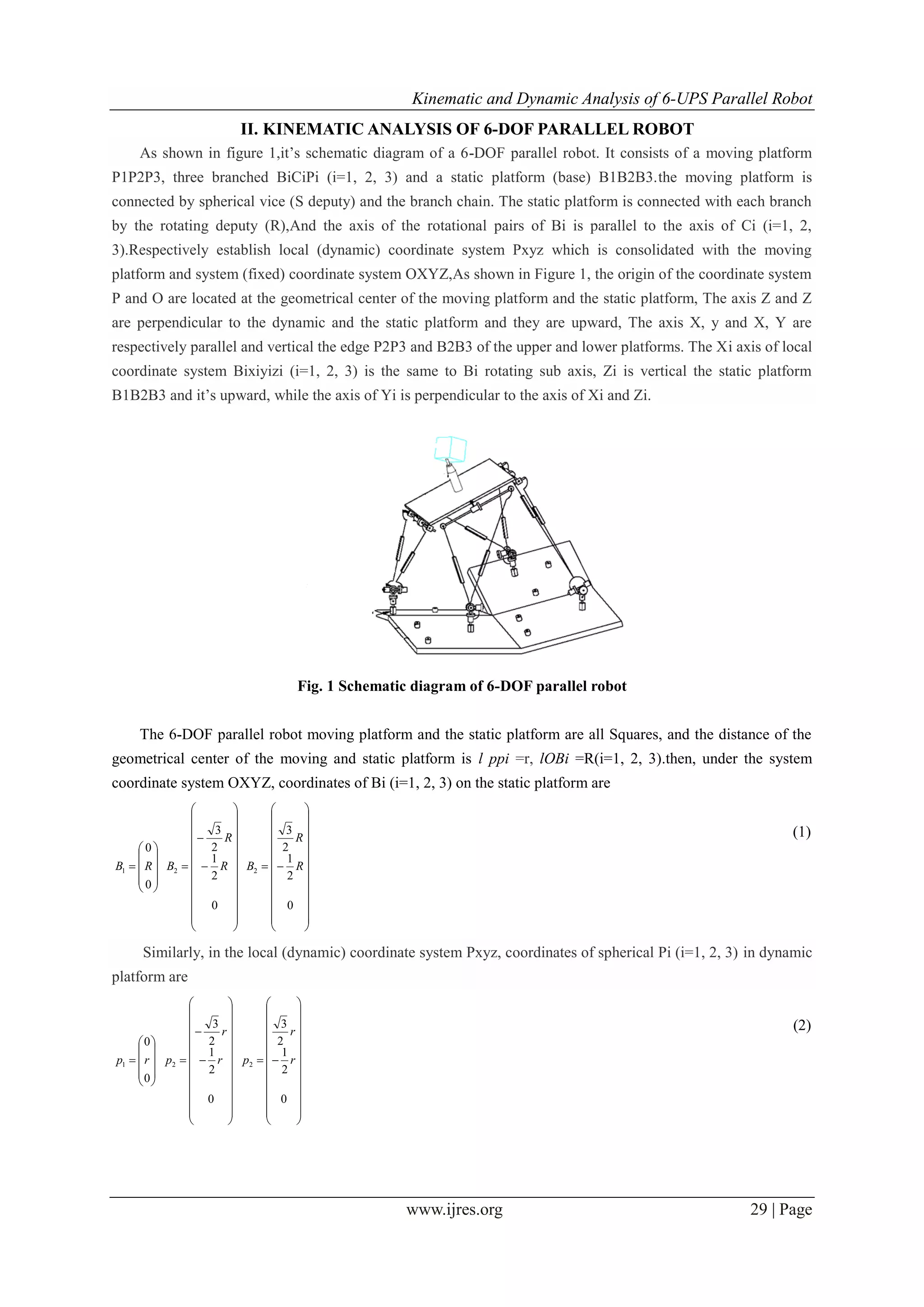 Kinematic and Dynamic Analysis of 6-UPS Parallel Robot | PDF